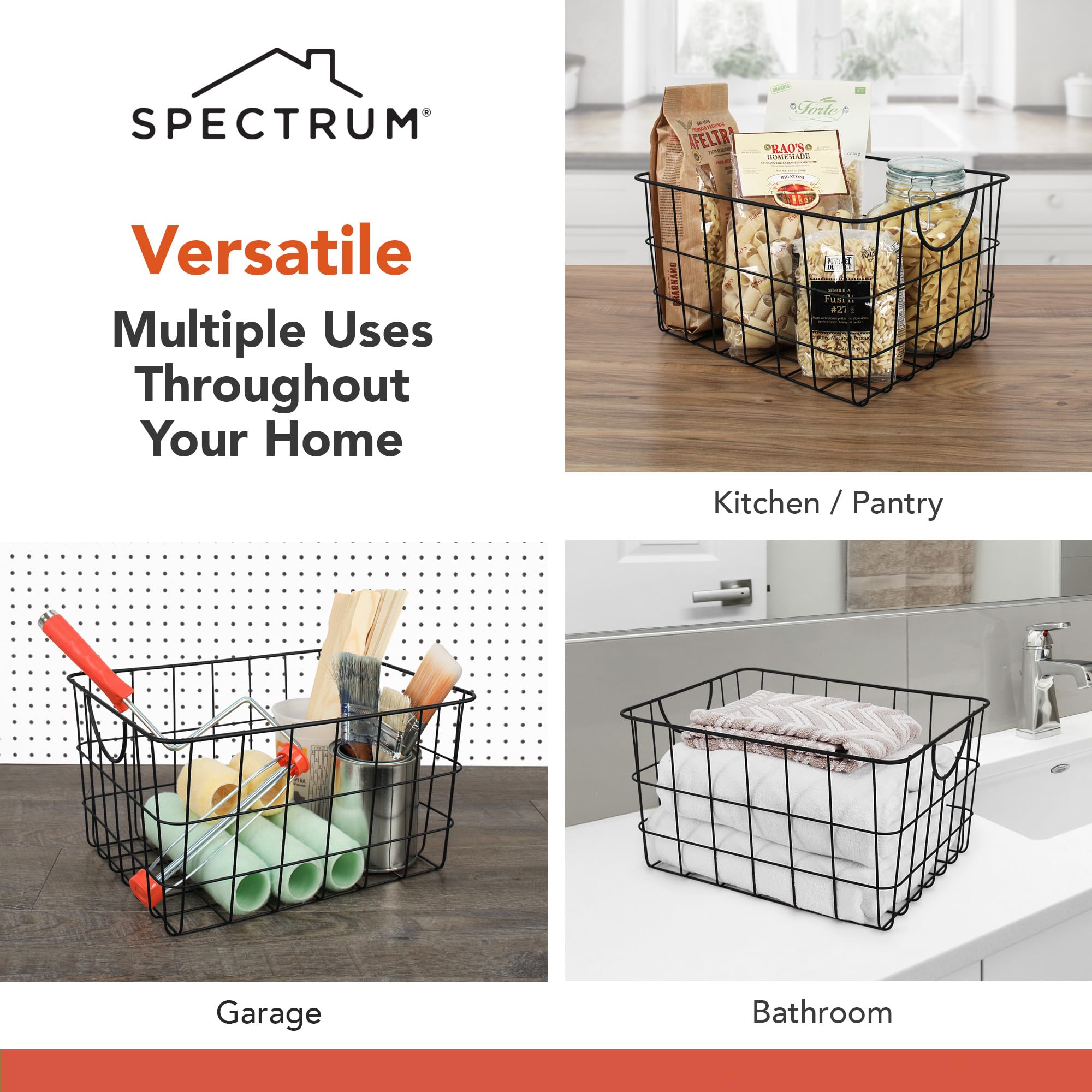 Snapklik.com : Spectrum Utility Wire Baskets For Organizing - Sturdy ...