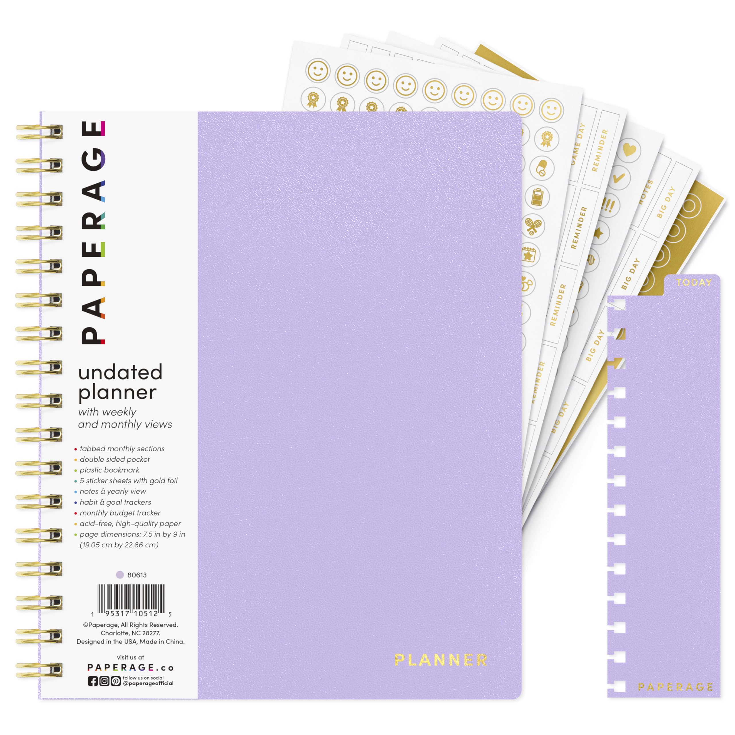 Amazon.com : PAPERAGE Undated 12 Month Weekly & Monthly Planner with ...