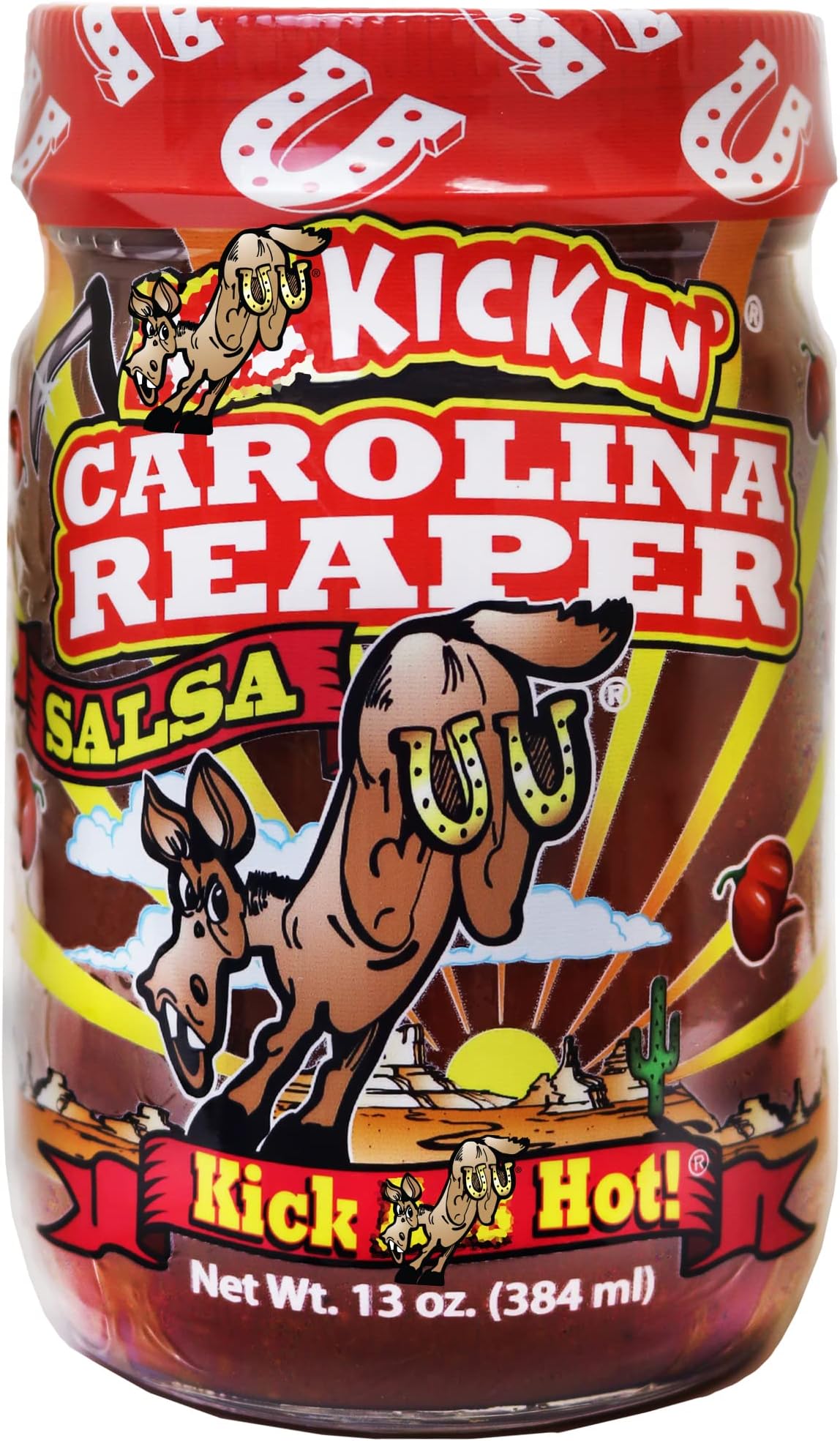 Amazon.com: KICKIN' Carolina Reaper Hot Spicy Salsa - 13 oz. - Premium ...
