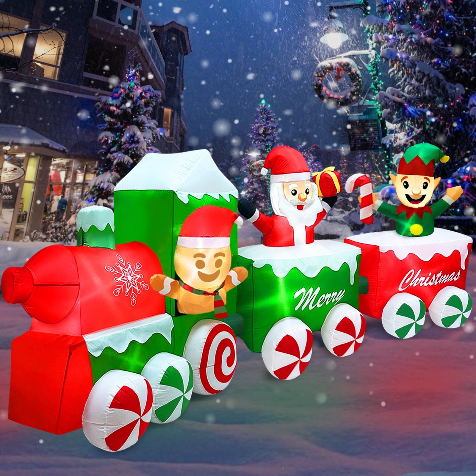 Amazon.com: 12 Ft Long 4 Ft Tall Christmas Inflatables Train Outdoor ...