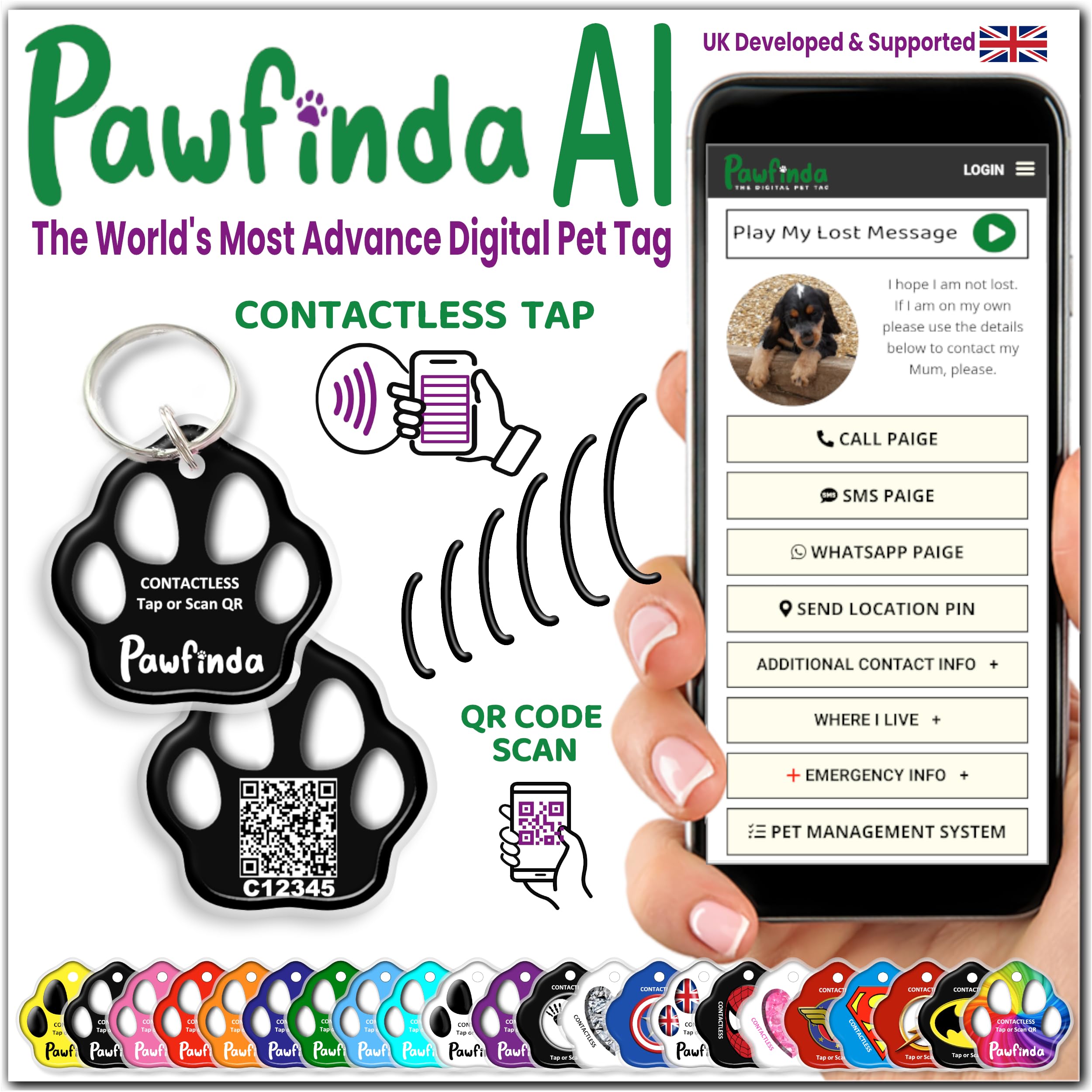 PAWFINDA AI – Next Generation AI Digital Pet Tag. Personalised Cat Dog ...