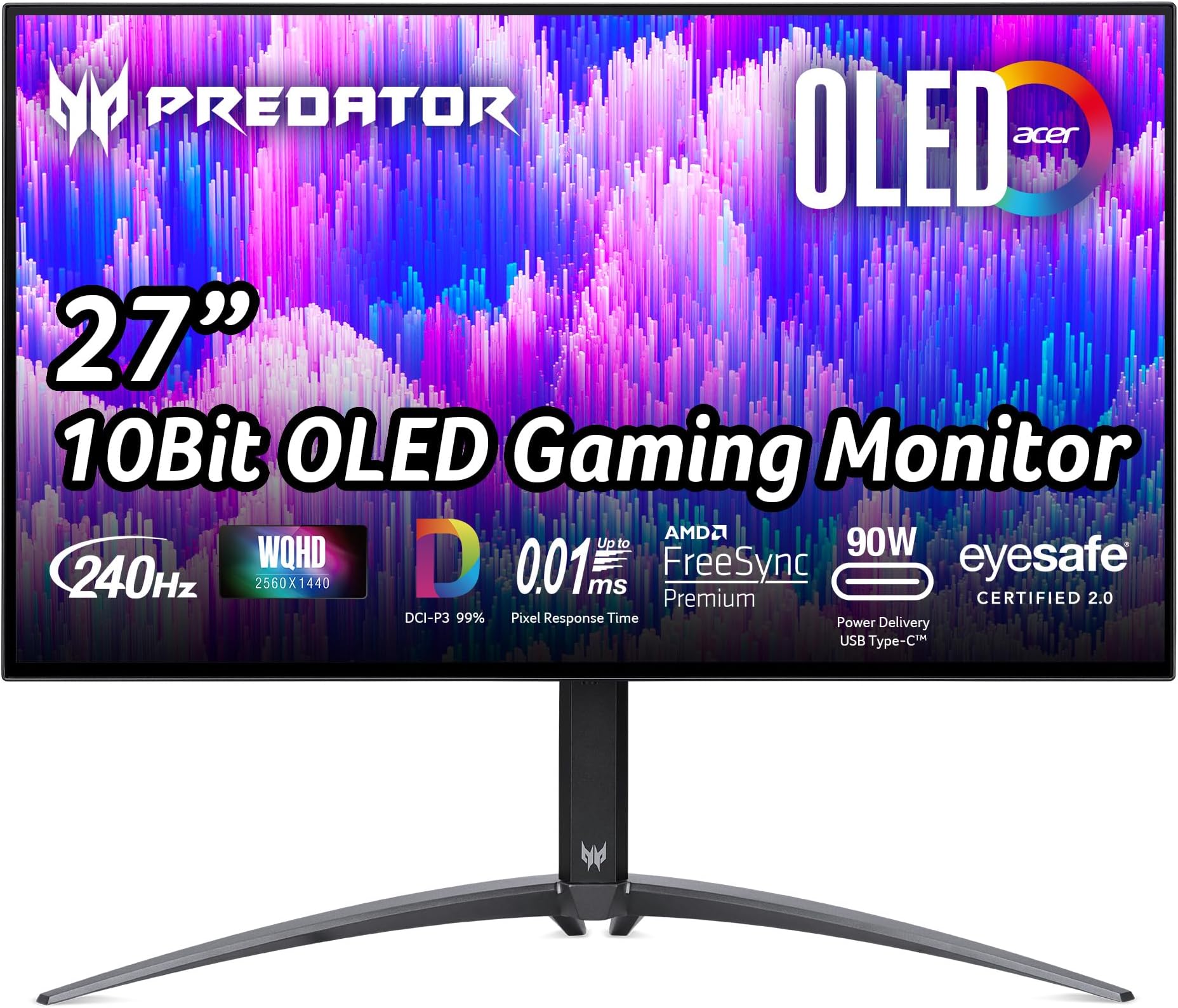 Acer Predator X27U Gaming Monitor 27 Inch WQHD, 240Hz DP/Type-C, 144Hz ...