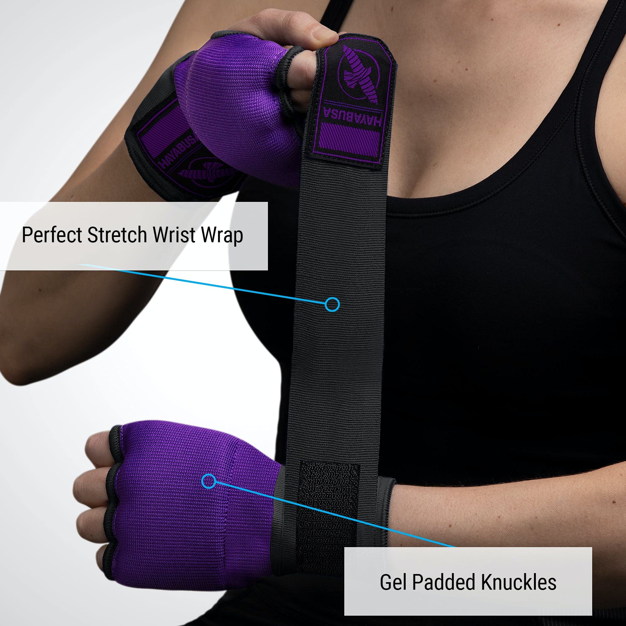 Snapklik.com : Hayabusa Quick Gel Boxing Hand Wrap Gloves - Purple/Black