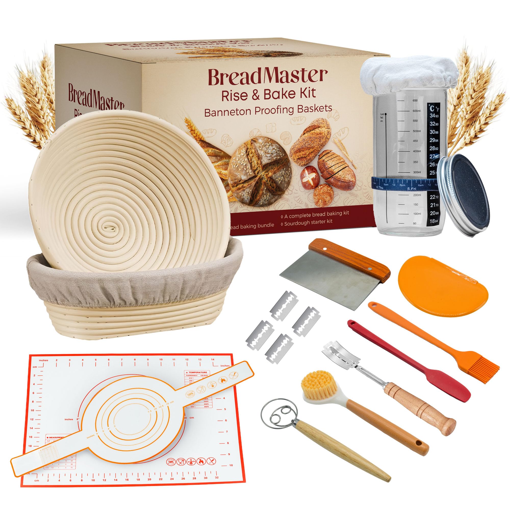 Amazon.com: Sourdough Bread Baking Kit Full (15 Piece), Includes 34oz ...