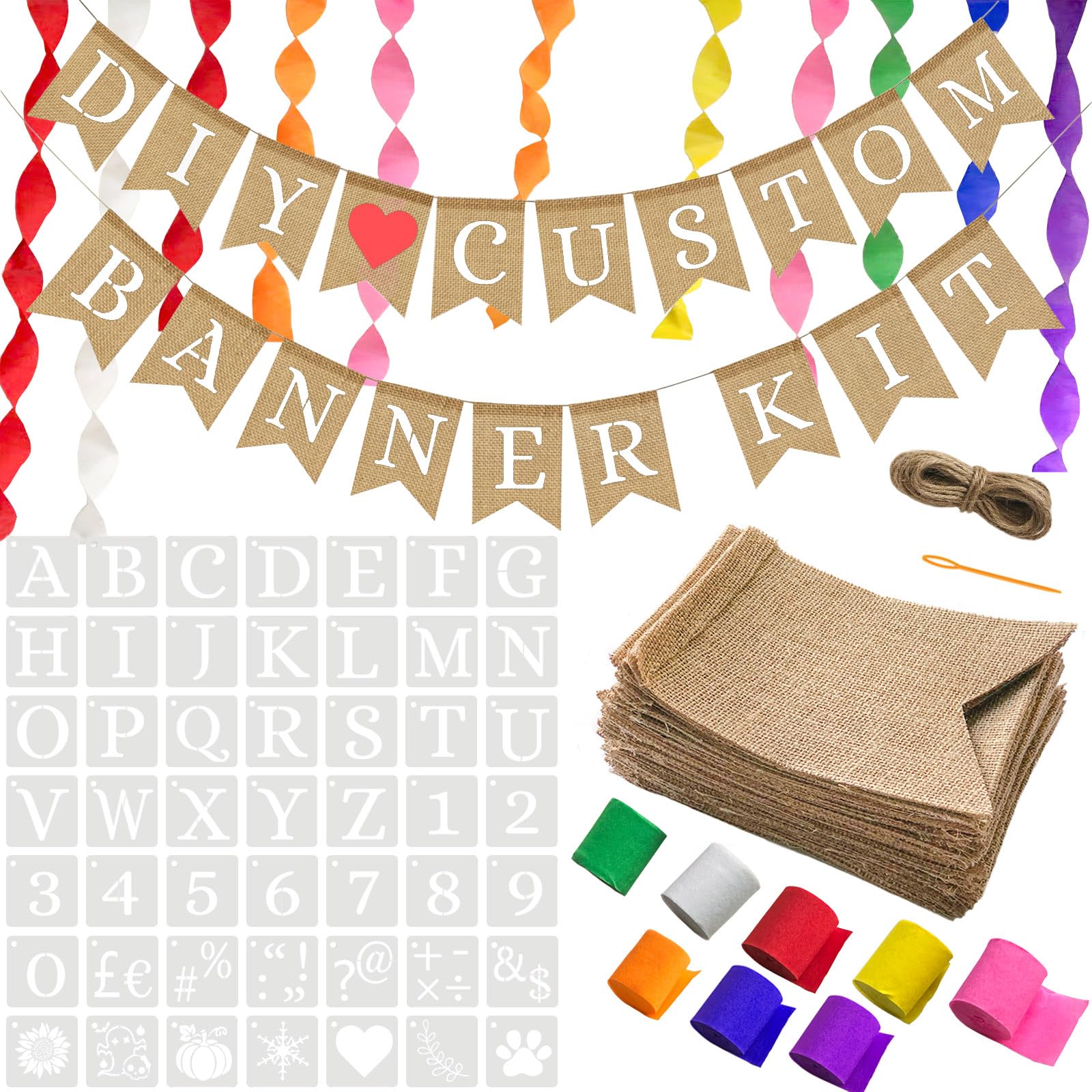 Amazon.com: FuSenYuan Diy Burlap Banner Kit with Letters, Make Your Own ...