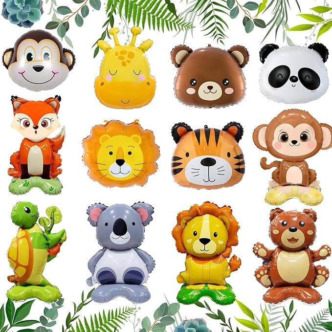 Amazon.com: 12 Pcs Animal Balloons, Safari Party Decorations, 17in x ...