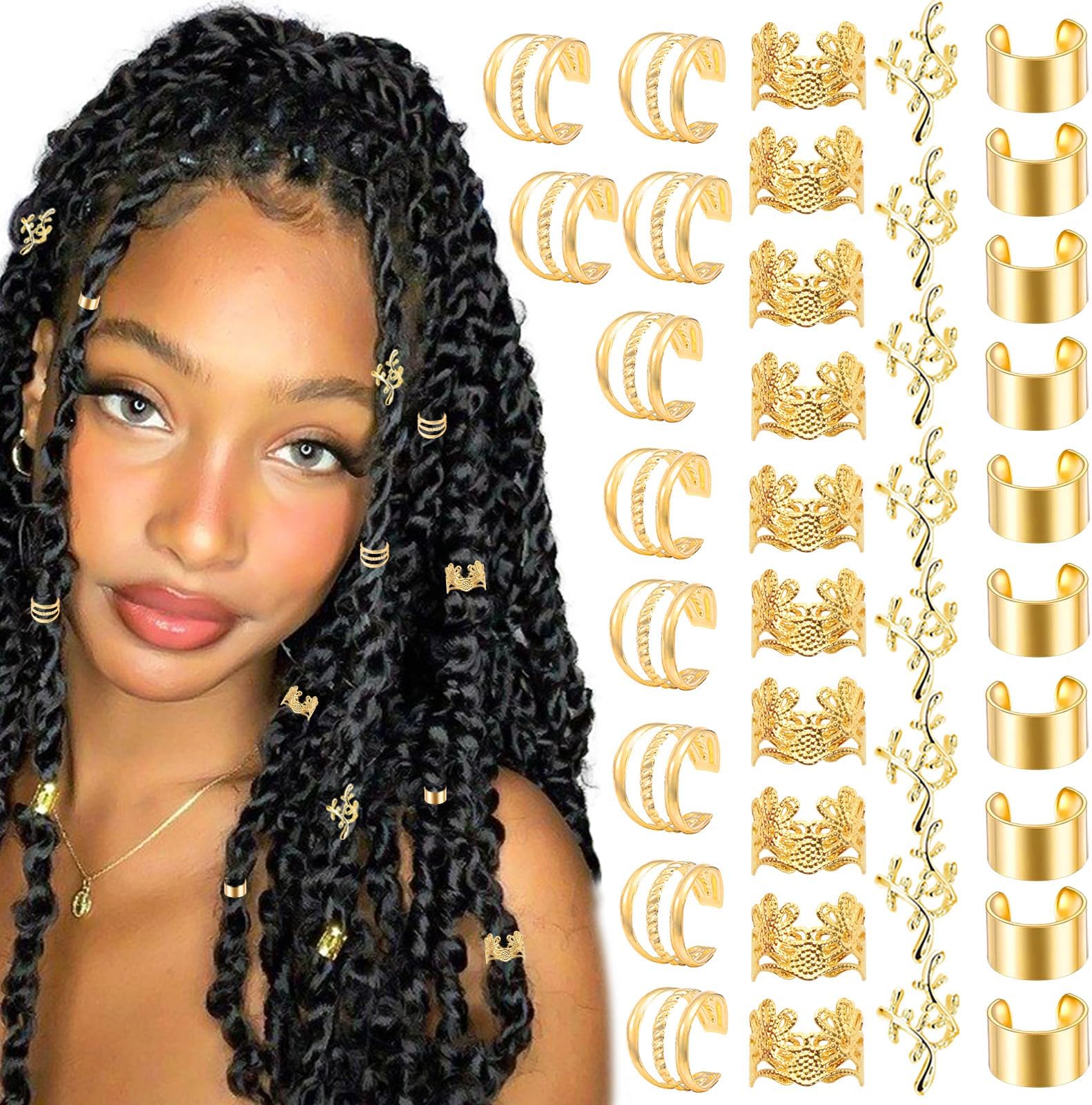 Amazon.com : Qingchuang Hair Jewelry for Braids 44 Pcs Natural Colored ...