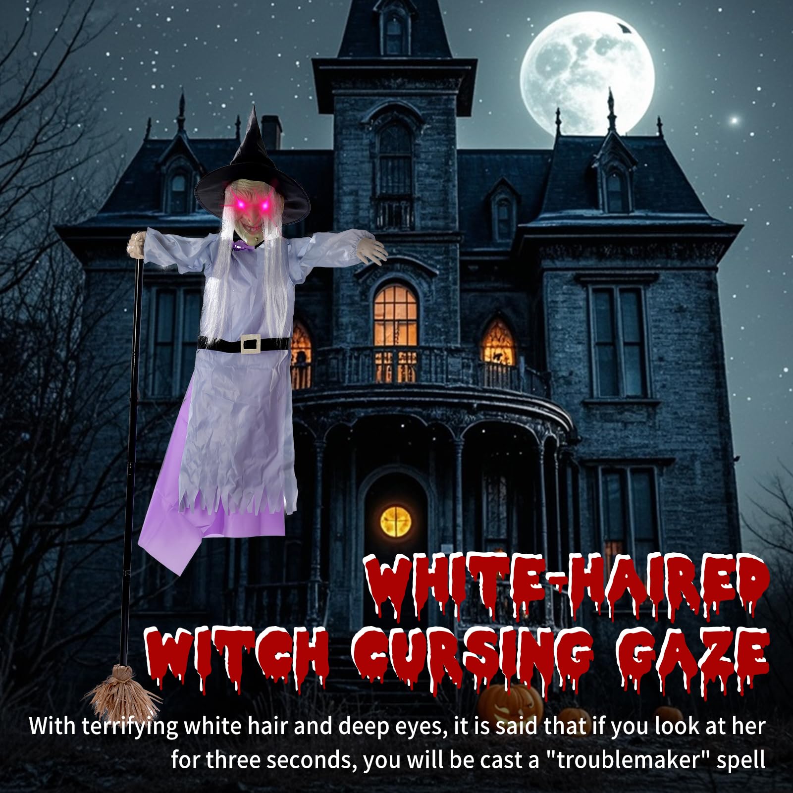 Snapklik.com : 6.2Ft Large Animated Hovering Witch, Motion & Sound ...