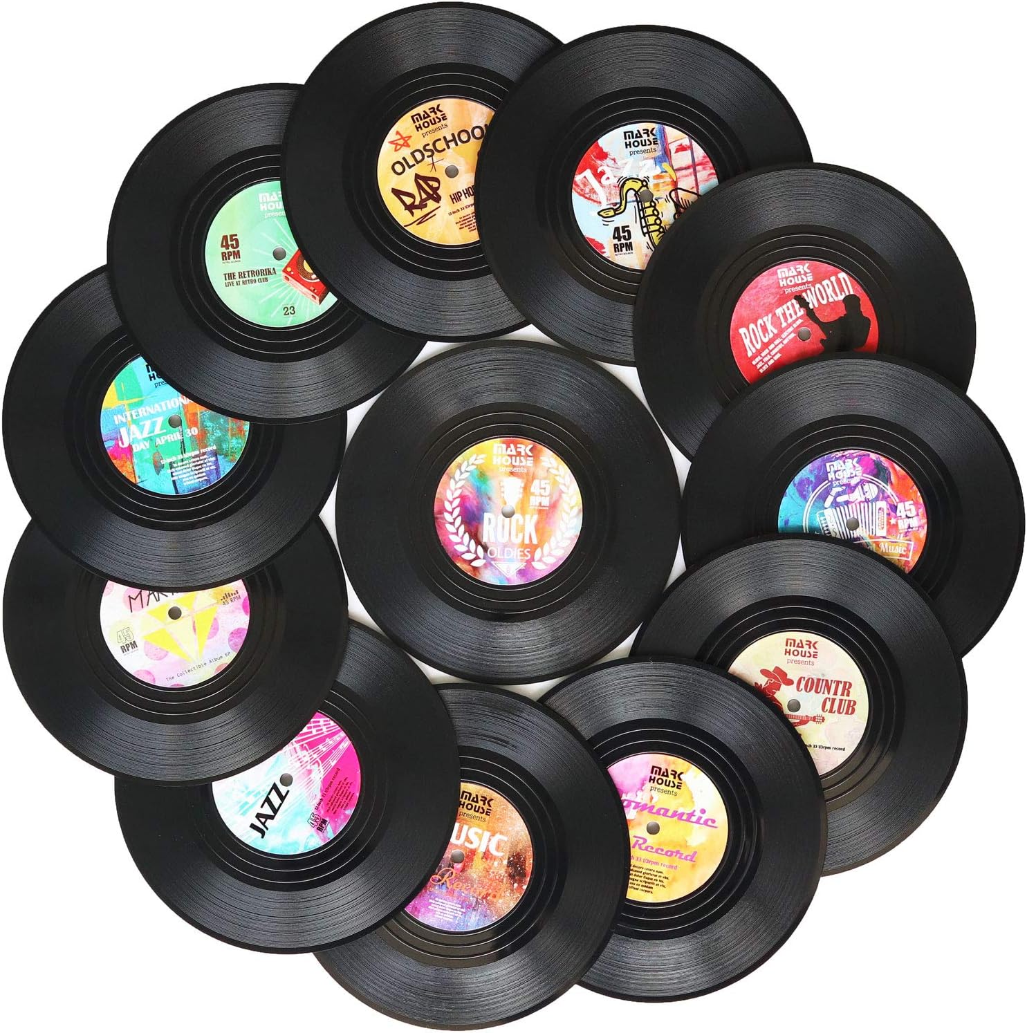 Amazon.com: 6PCS Retro Vinyl Record Coasters of 6 for Drinks, Funny ...