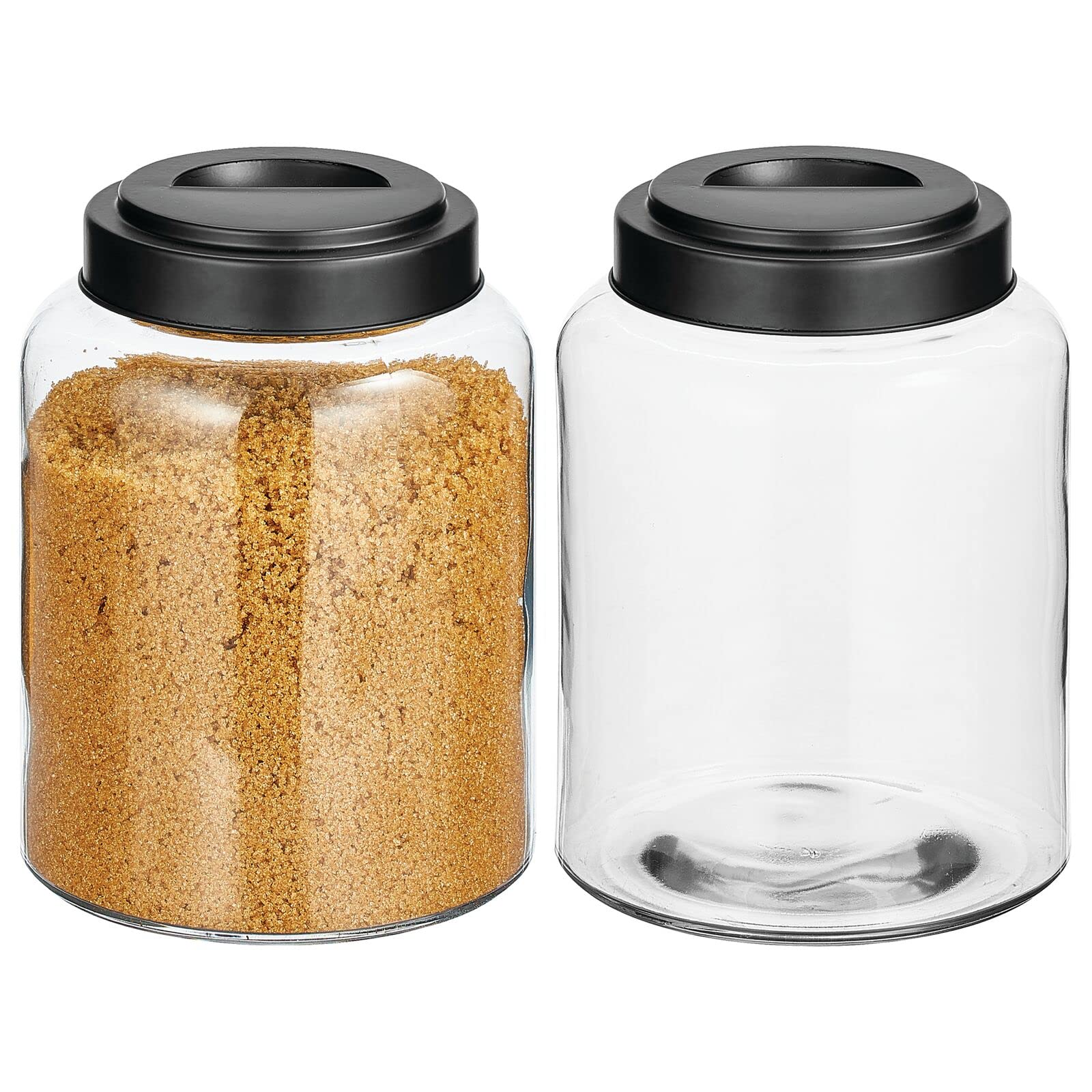 mDesign Small Storage Glass Canister with Airtight Metal Lid for ...