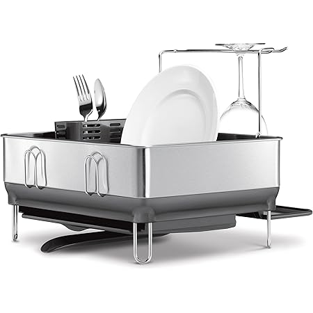 Amazon.com: simplehuman Compact Steel Frame Dish Rack, Brushed ...