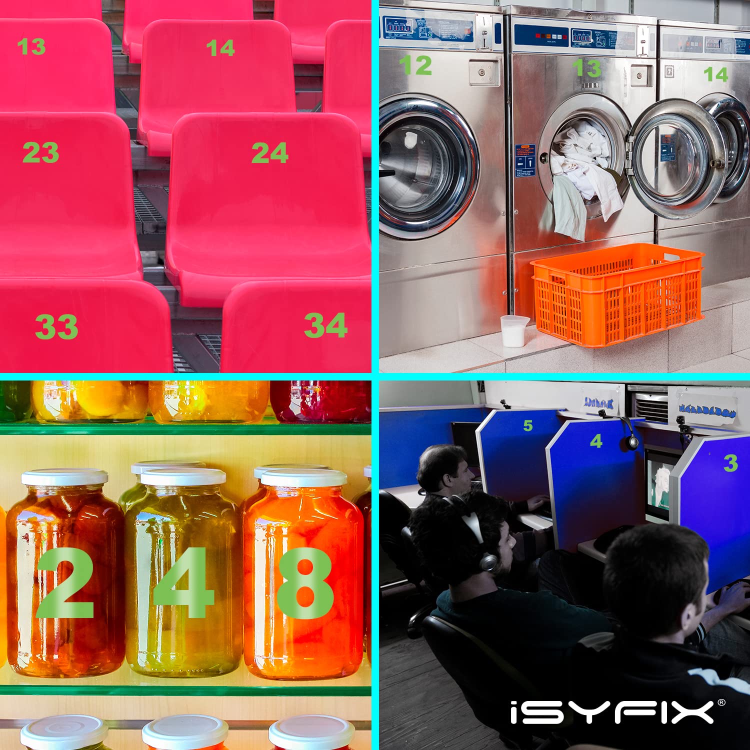 Snapklik.com : iSYFIX Apple Green Vinyl Numbers Stickers,3 Inch Self ...