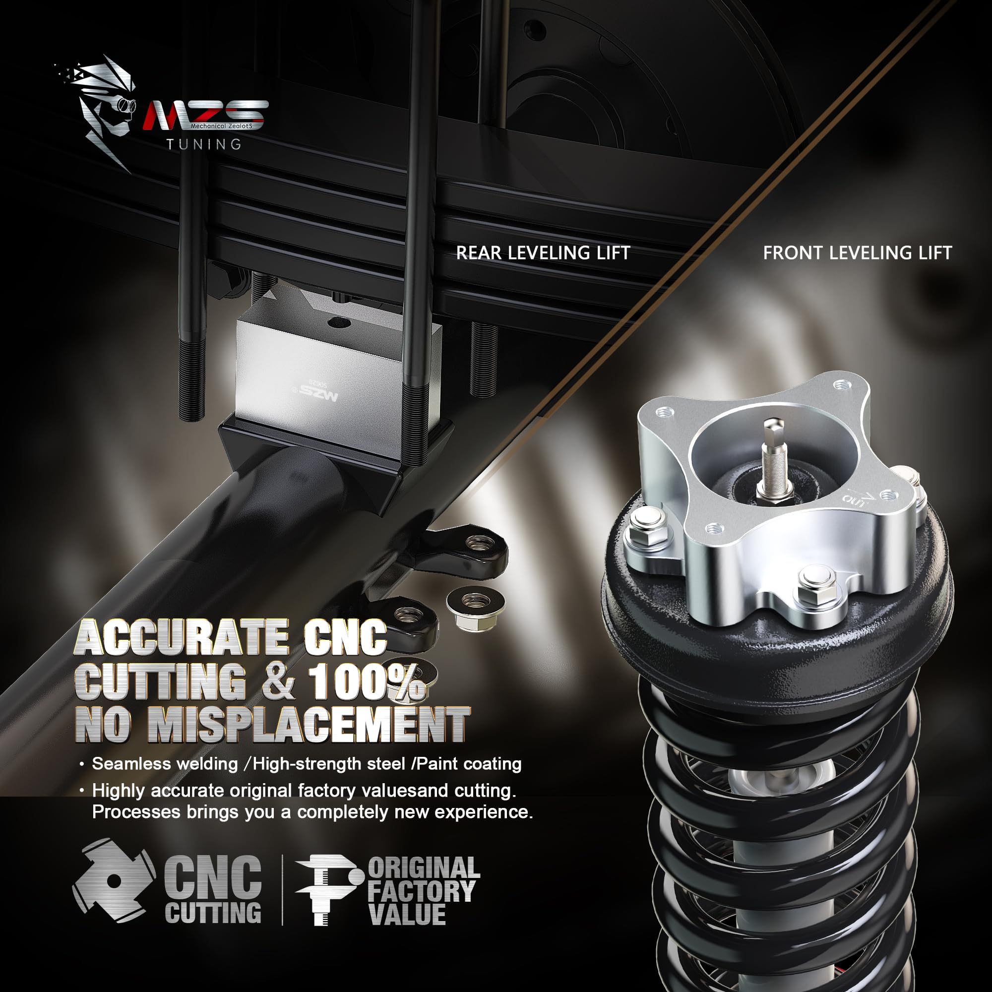 Snapklik.com : MZS Full Leveling Kit 3" Front Strut Spacers + 1" Rear ...