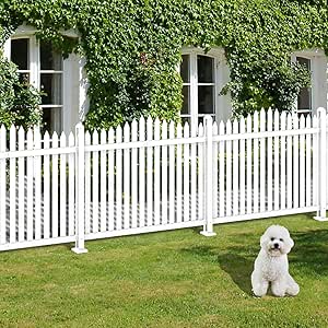 Amazon.com : FLORALEAF Vinyl Picket Fence Panels 84"Wx36"H White Garden ...