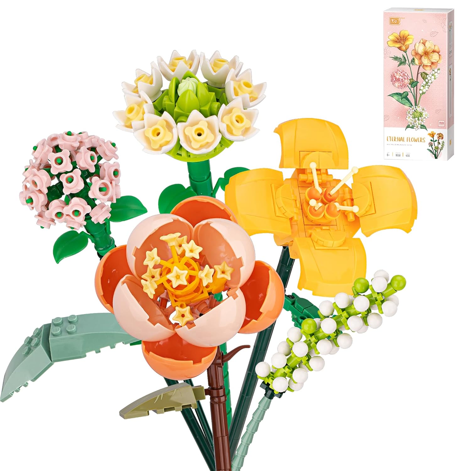 Buy Flower Bouquet Building Kit, Flower Building Blocks, Artificial ...