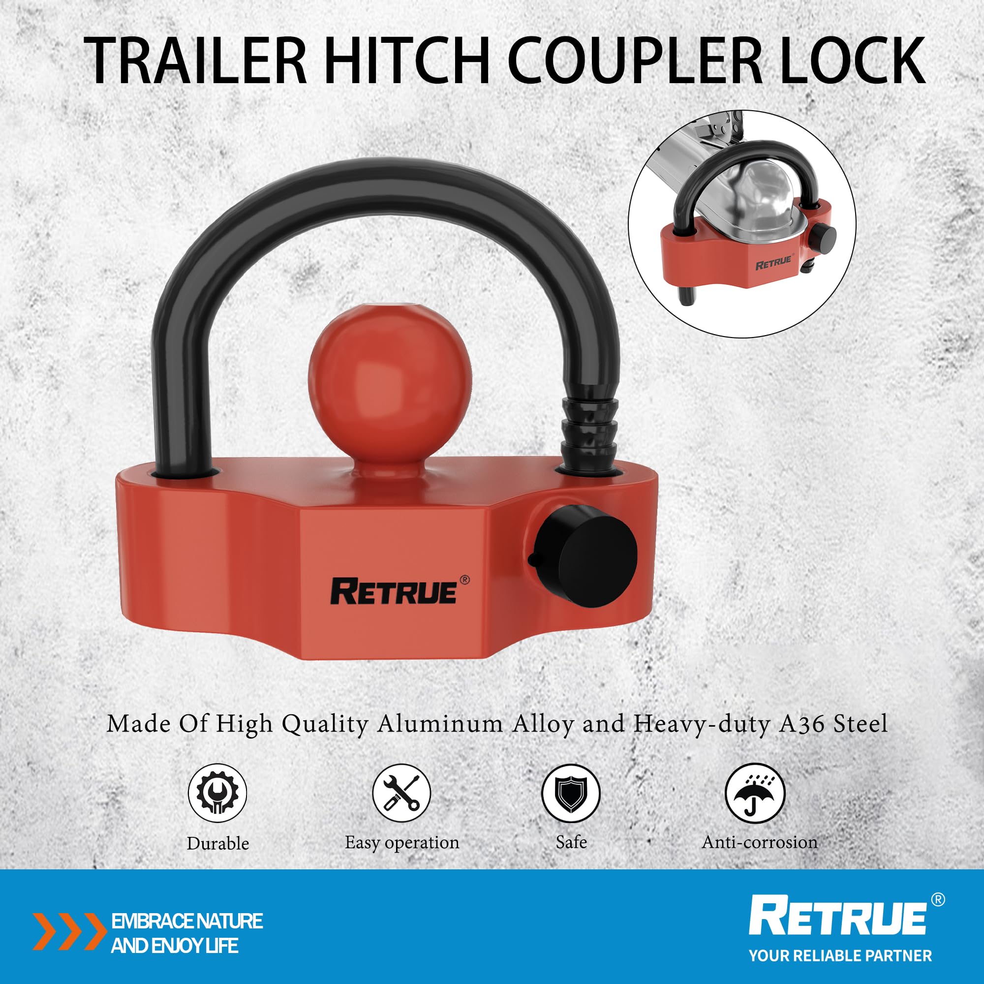 Snapklik.com : RETRUE Universal Coupler Lock Trailer Locks Ball Hitch ...