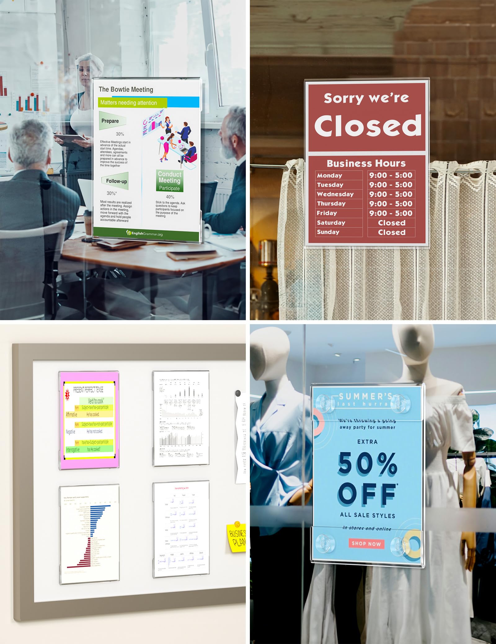 NIUBEE Acrylic Window Sign Holder with Suction Cup 8.5 X 11, Clear ...