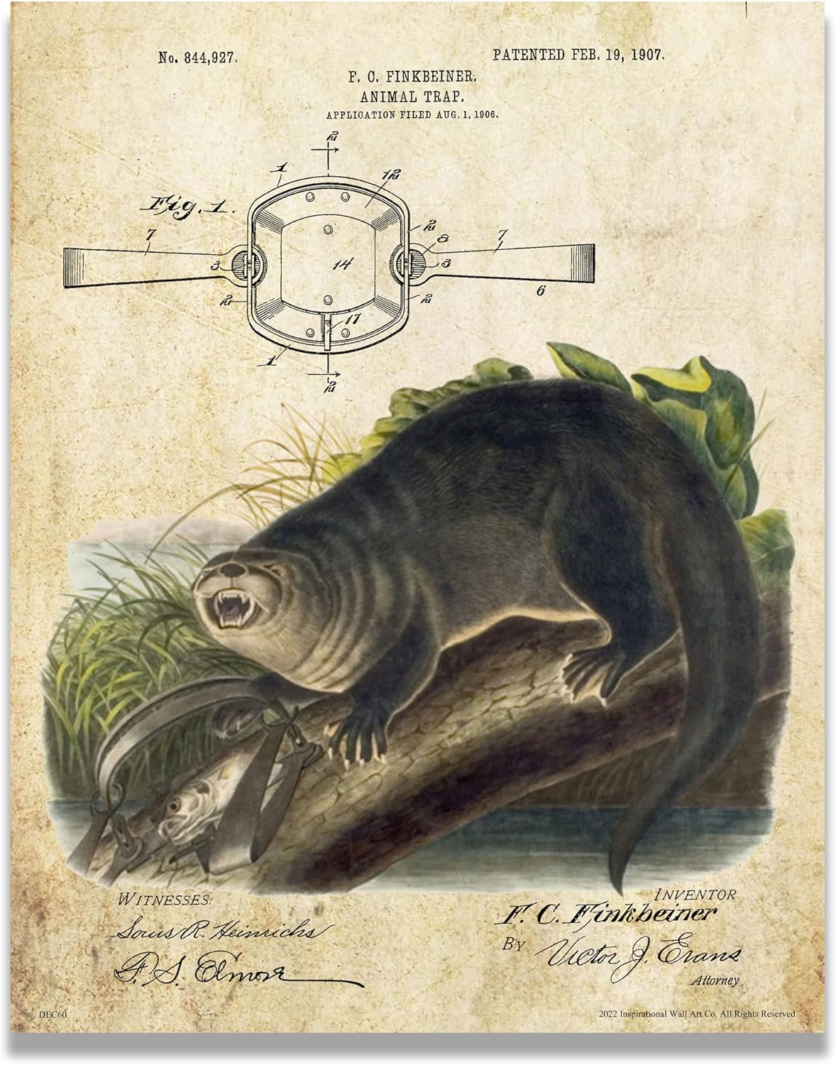Amazon.com: Vintage Patent Rustic Trapping Hunting Wall Decor 8x10 ...