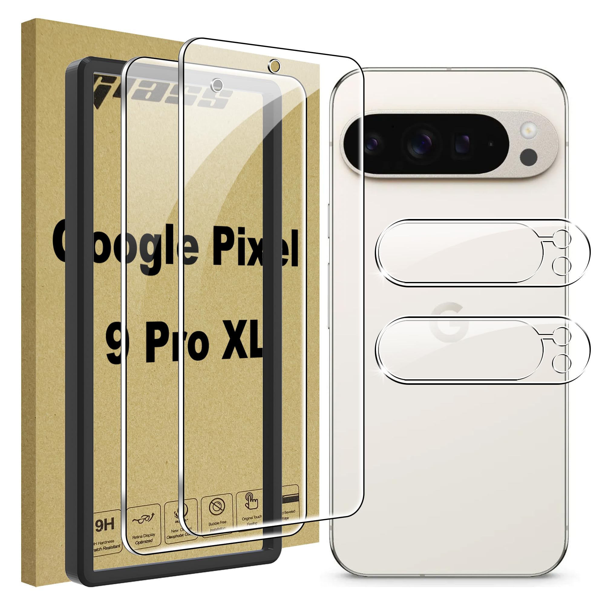 Lemxiee Tempered Glass for Google Pixel 9 Pro XL Screen Protector [2+2 ...
