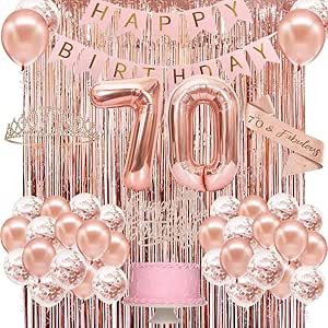 Amazon.com: 70th Birthday Decorations for Women, Happy 70th Birthday Banner, Crown, Sash, Cake ...
