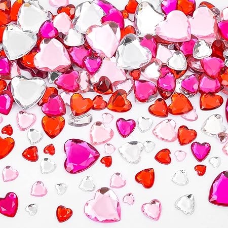 Amazon.com: 616 Pcs Acrylic Heart Rhinestone Heart Sticker Self ...