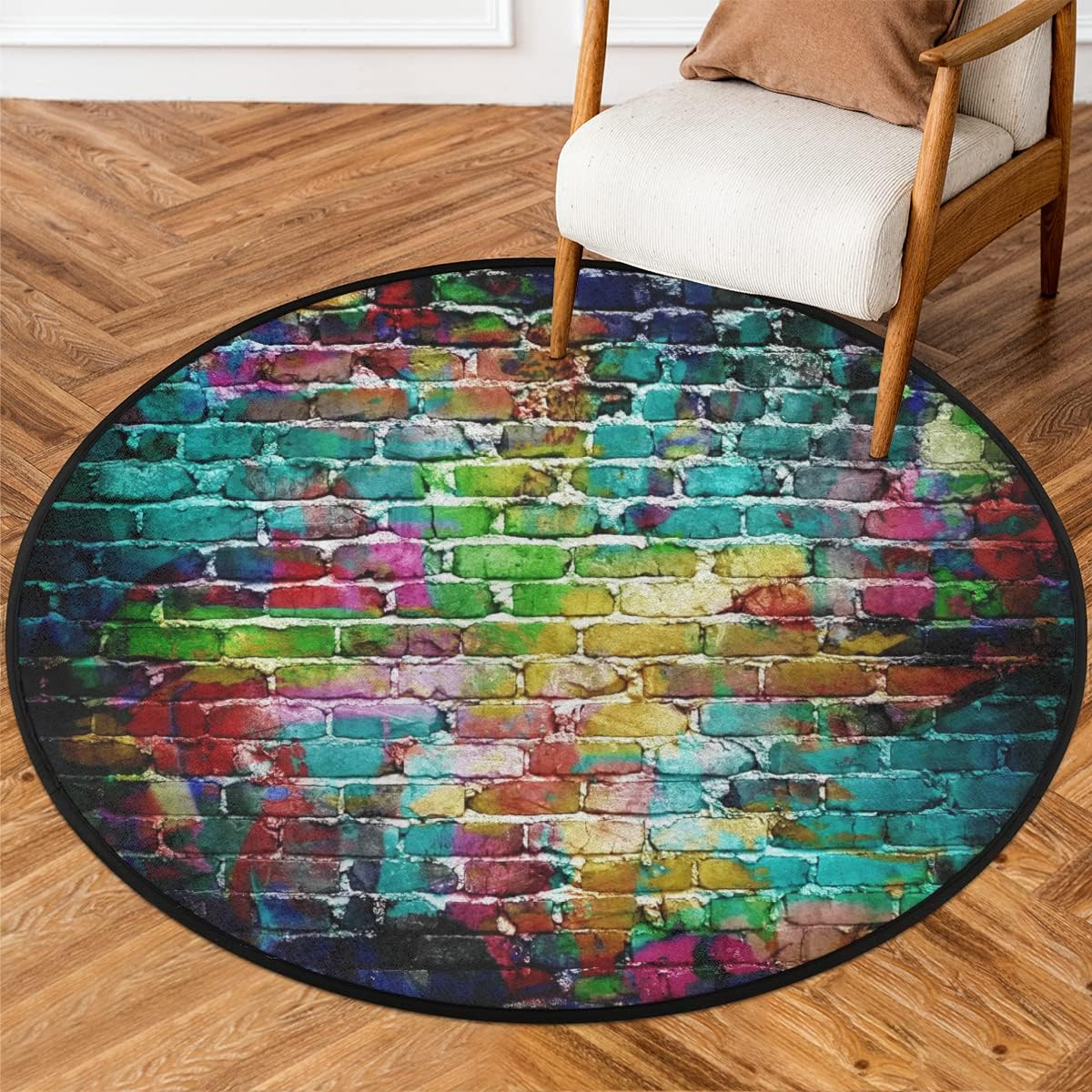Amazon.com: 30X30 Inch Round Area Rug Graffiti Art Brick Wall Large ...