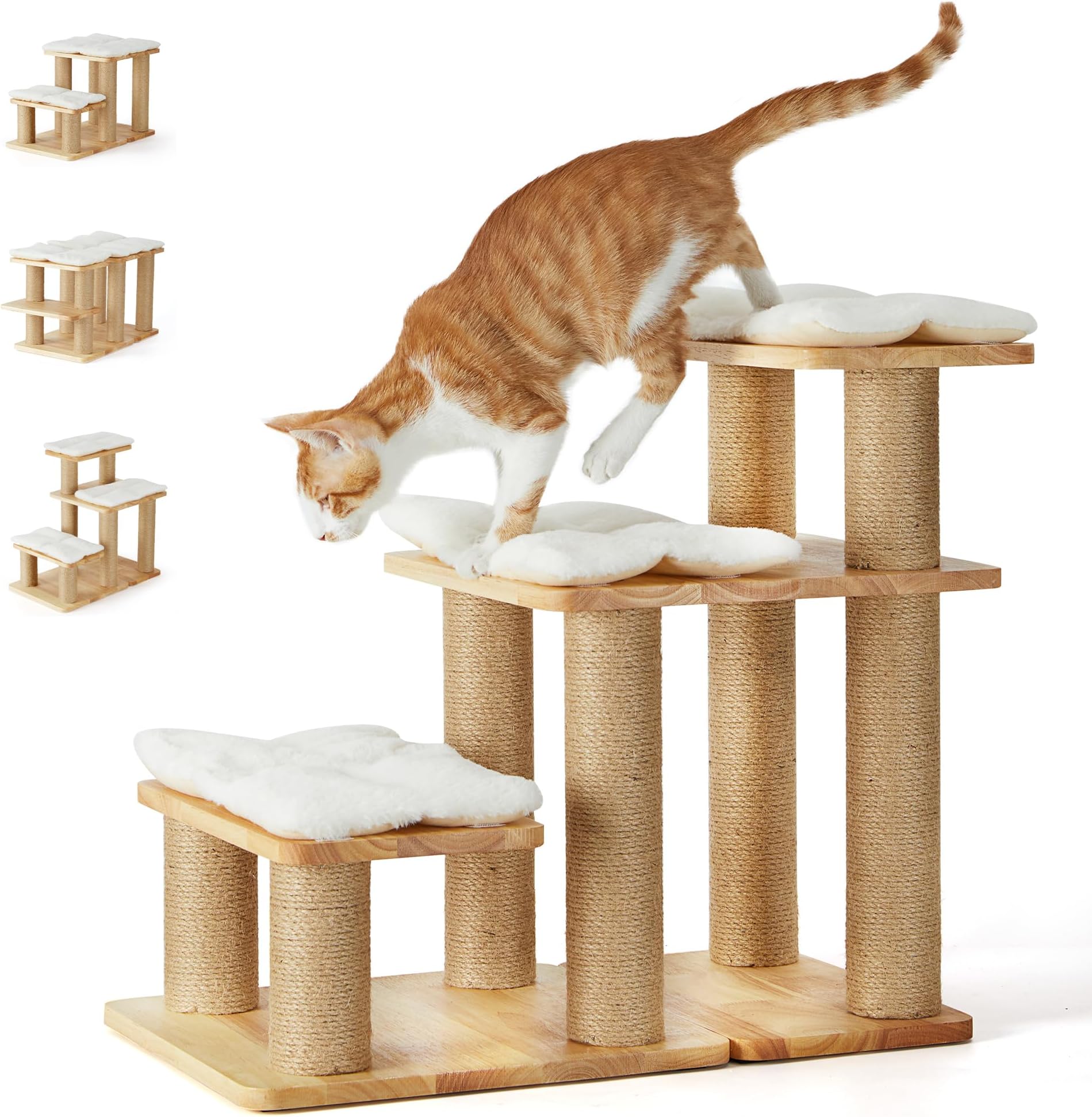 Amazon.com : FUKUMARU Dog Stairs, Solid Wood Pet Stairs with Cat ...