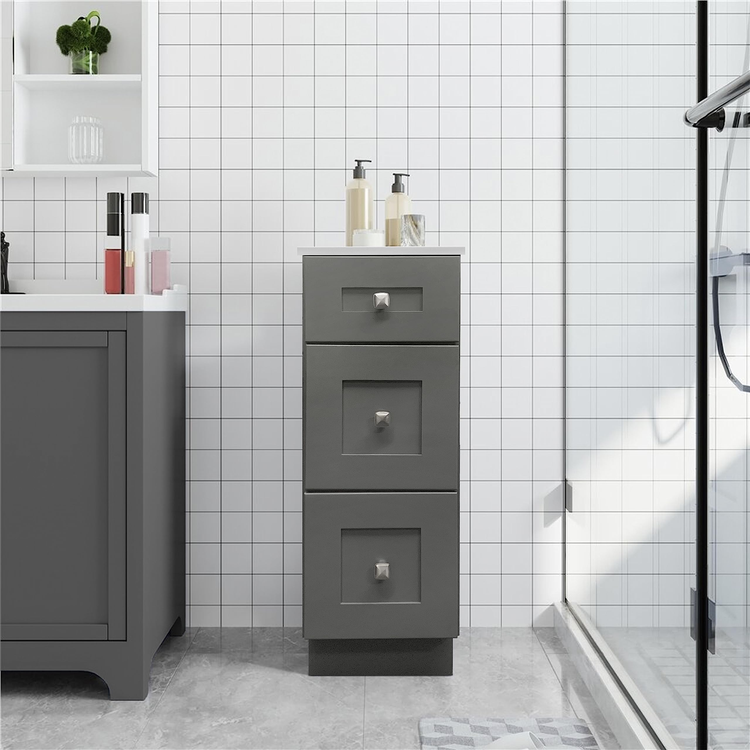 Amazon.com: 3 Drawers Bathroom Vanity Base, Bathroom Drawer Storage RTA ...