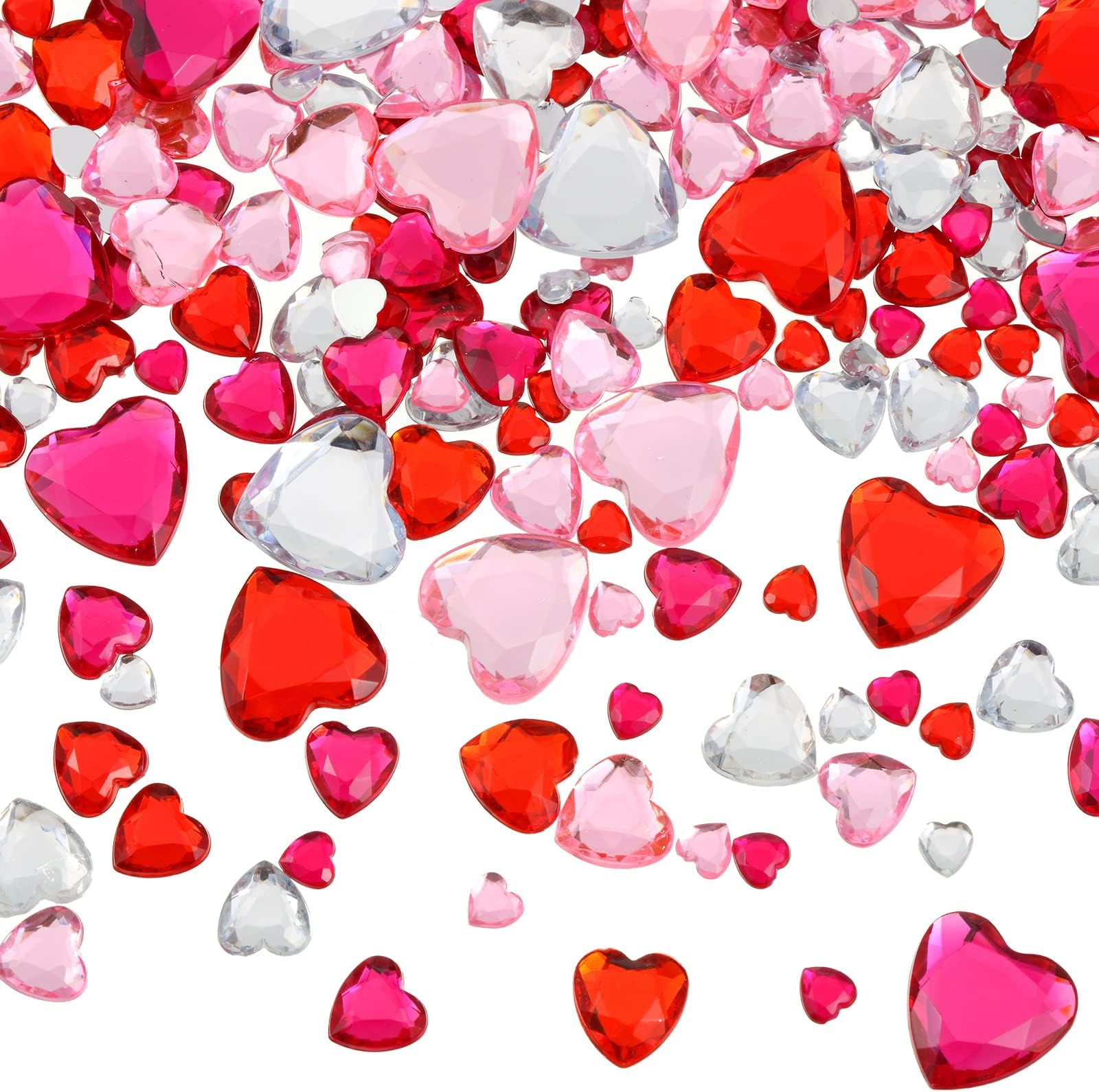 Amazon.com: 1032 Pieces Acrylic Heart Rhinestone Heart Crystal Gems ...
