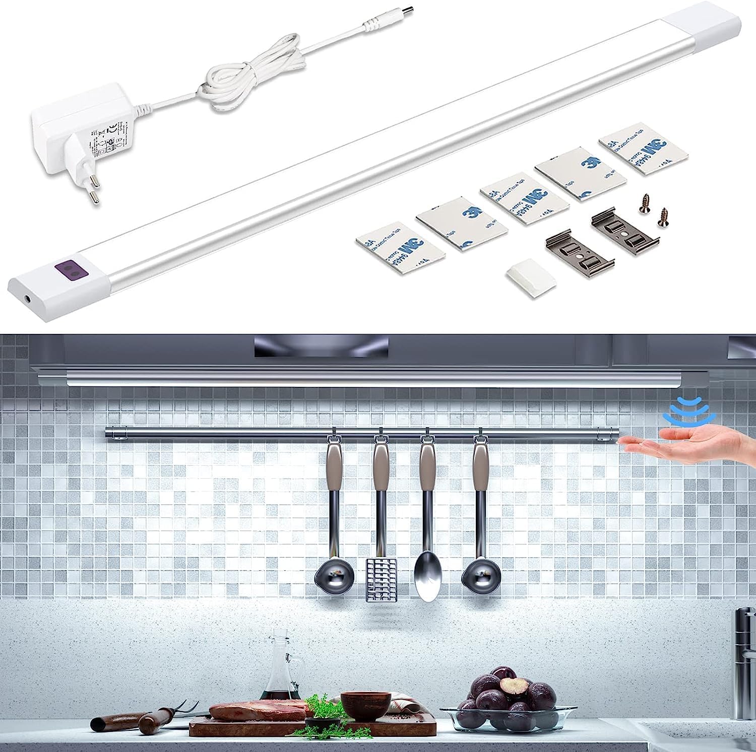 SEBSON® LED sottopensile con interruttore e prese, luce cucina, 80cm ...