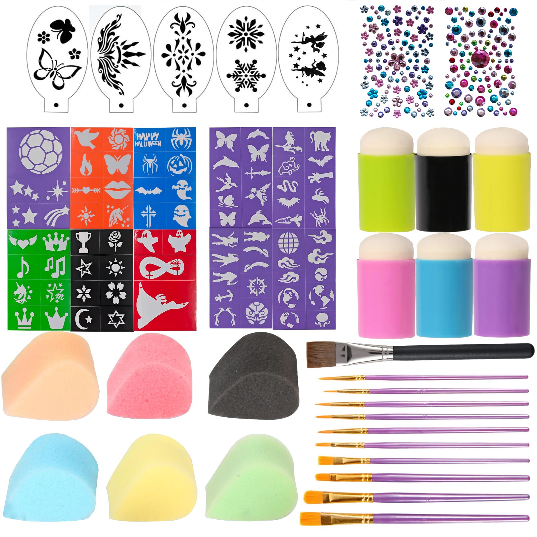 Amazon.com: 40 Pcs Face Paint Stencils Kits, Includes 5 Reusable Body ...