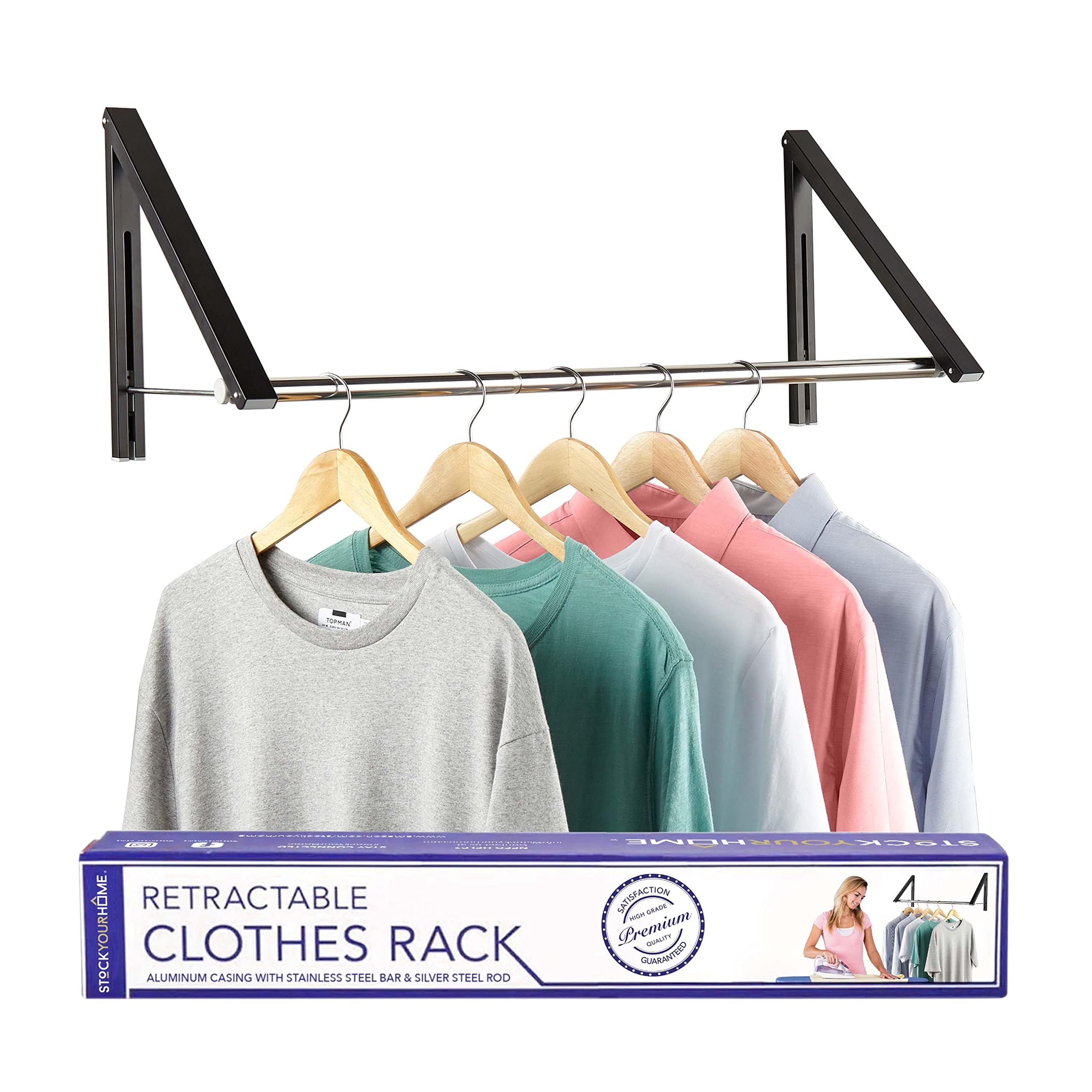 Amazon.com: Double Foldable Clothing Rack w/ Extension Rod, Wall ...
