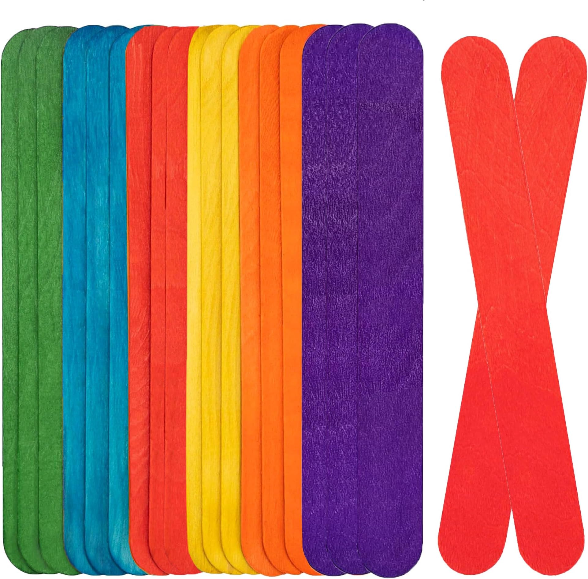 Amazon.com: 100 Count 6 Inch Jumbo Colored Wooden Craft Sticks Large ...