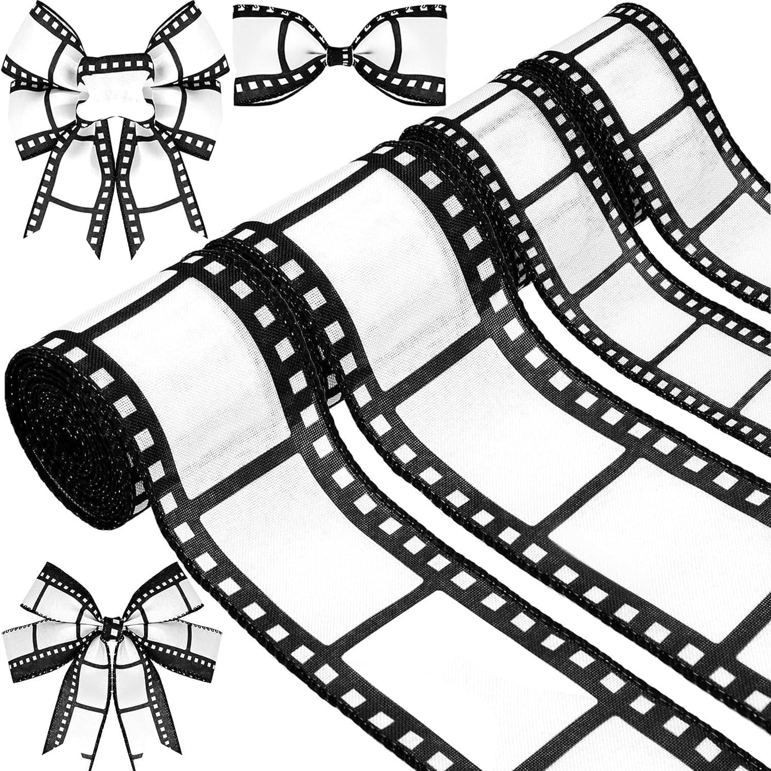 Amazon.com: 4 Rolls 20 Yards Filmstrip Ribbon Movie Film Wired Edge ...