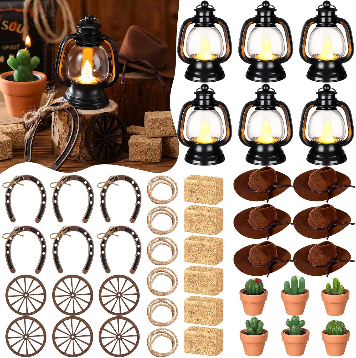 Amazon.com: Ferraycle 48 Pcs Cowboy Party Decoration Western Theme ...