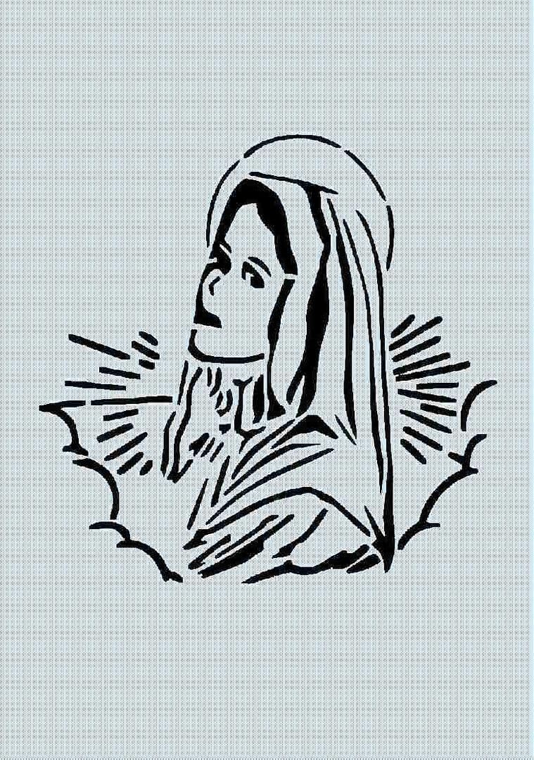 Amazon.com : Virgin Mary Side View Stencil Religious Stencils 8" w x 7. ...