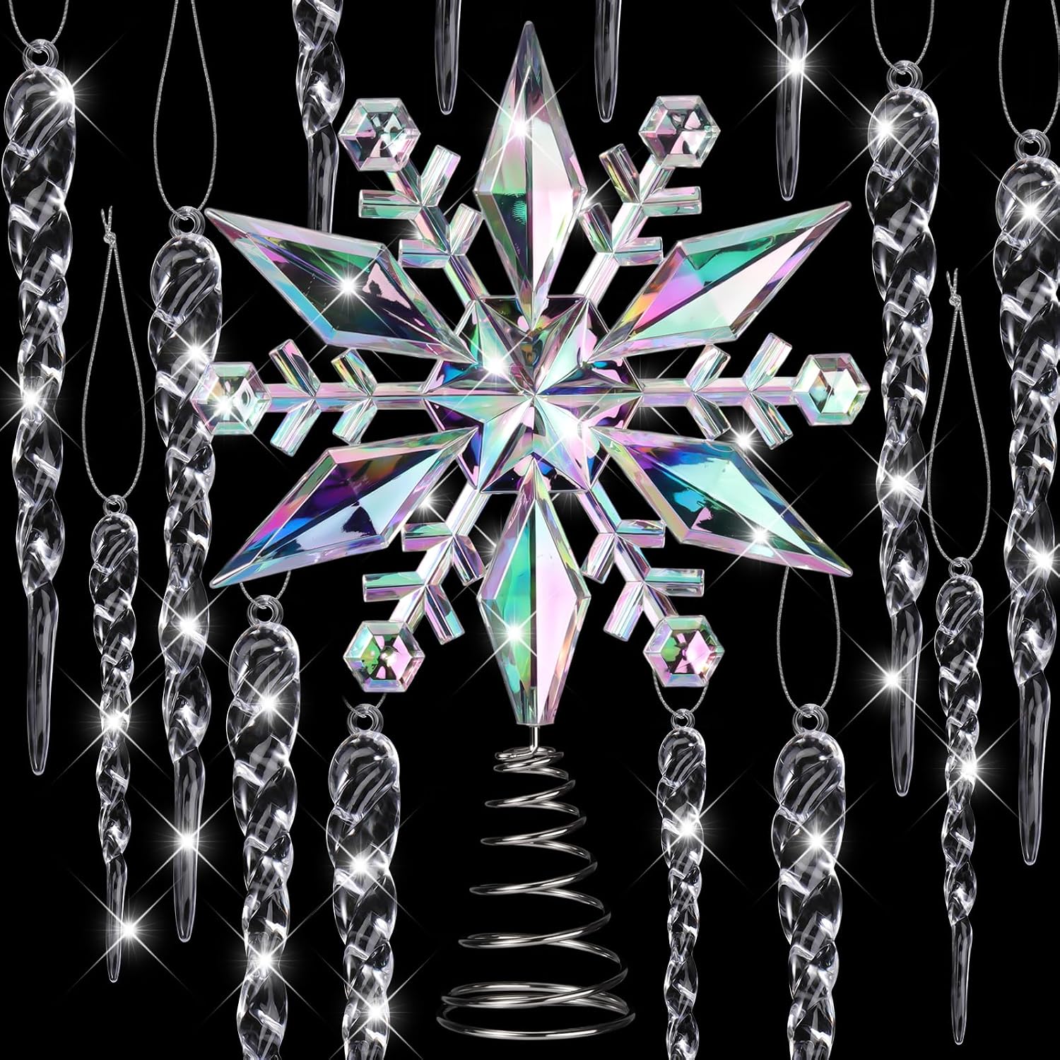 Amazon.com: Gejoy 37 Pcs Crystal Christmas Tree Ornaments - Christmas ...