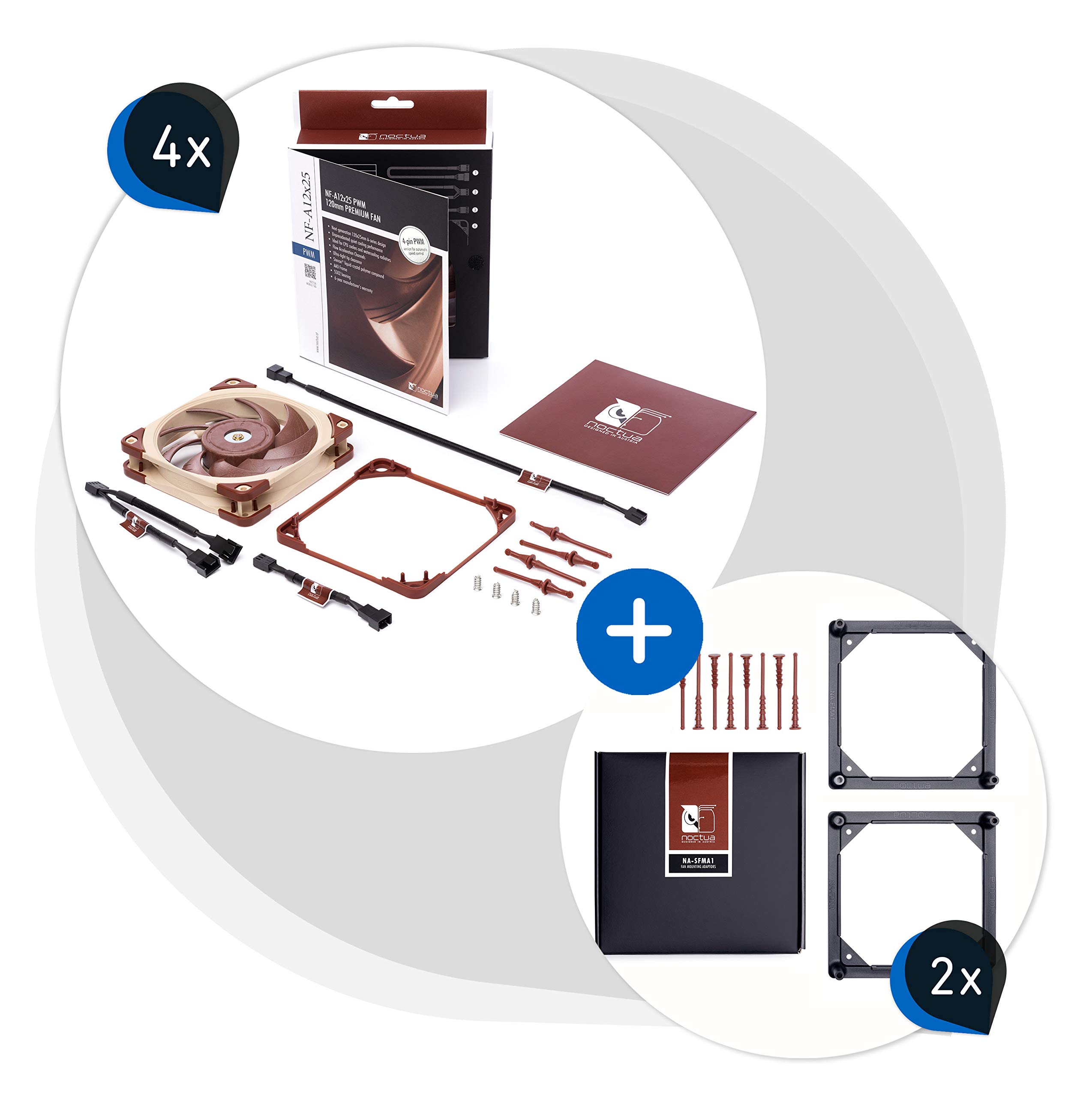 Buy Noctua Bundle: 4x NF-A12x25 PWM + 2x NA-SFMA1, 280mm Water Cooling ...