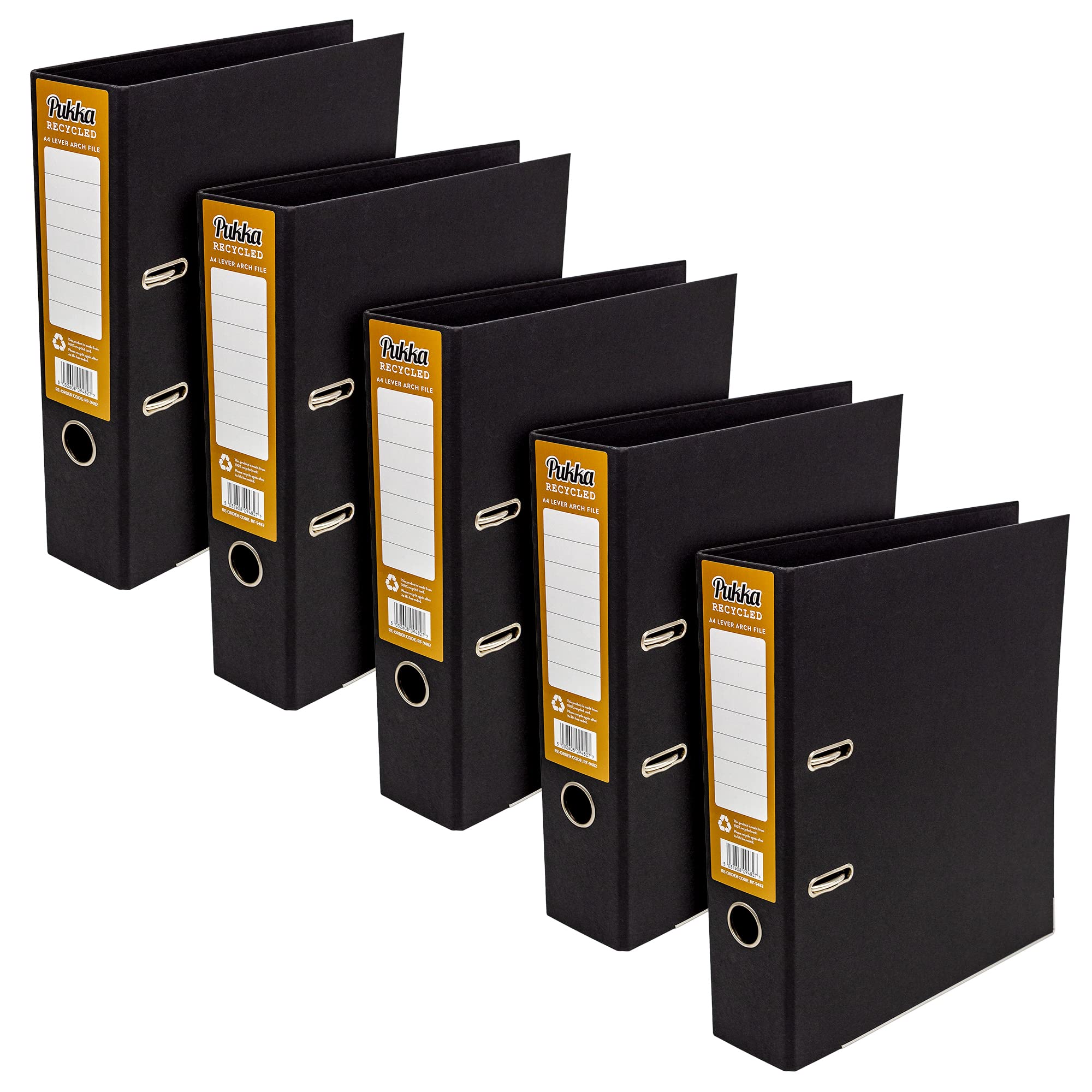 Pukka Pad, Black Recycled Lever Arch A4 Binder - 2 Ring, 70mm ...