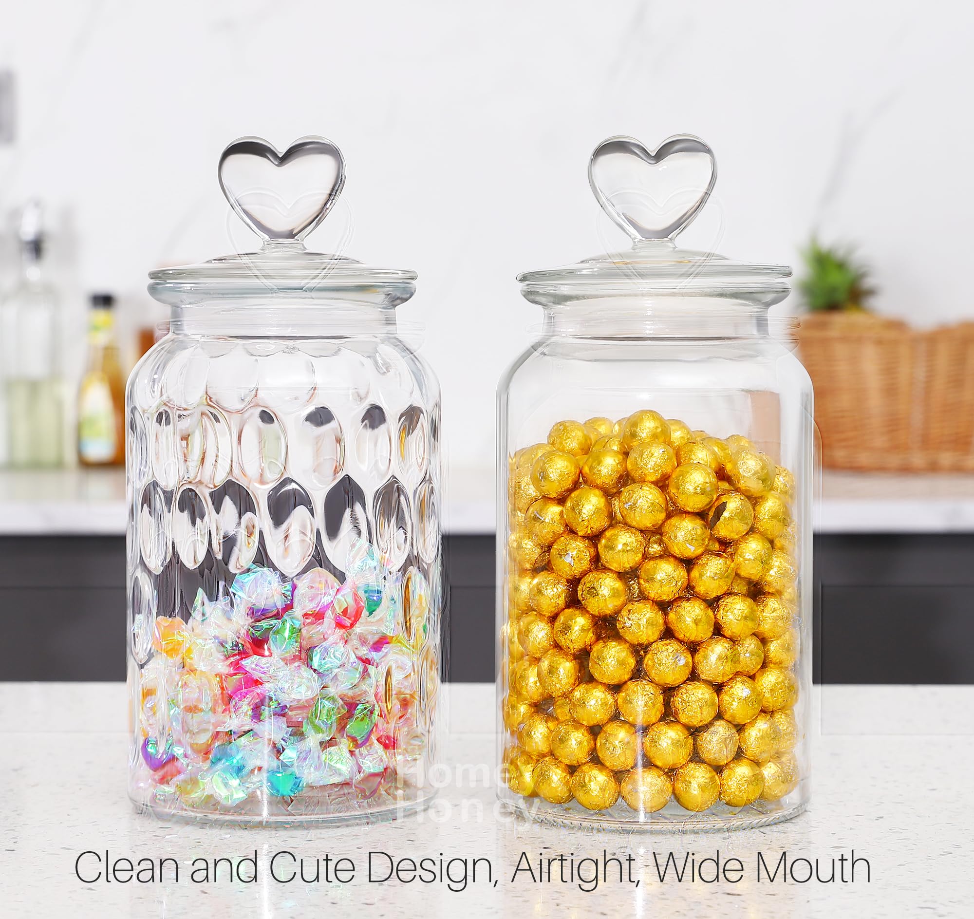 Snapklik.com : HomeyHoney 45 Oz Clear Glass Heart Shaped Jars, Cute ...