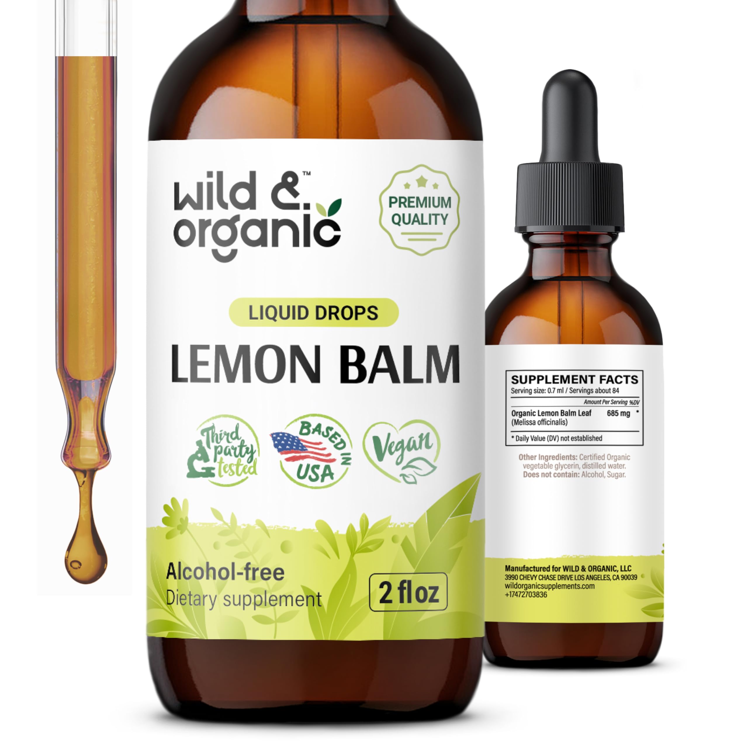 Amazon.com: Wild & Organic Lemon Balm Drops - Alcohol Free Lemon Balm ...