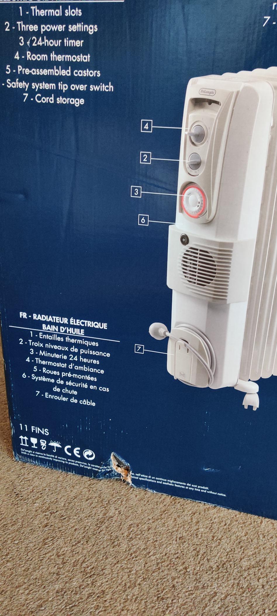 De'Longhi, Portable Oil Column Heater, 2400W with Timer, Addional Fan ...