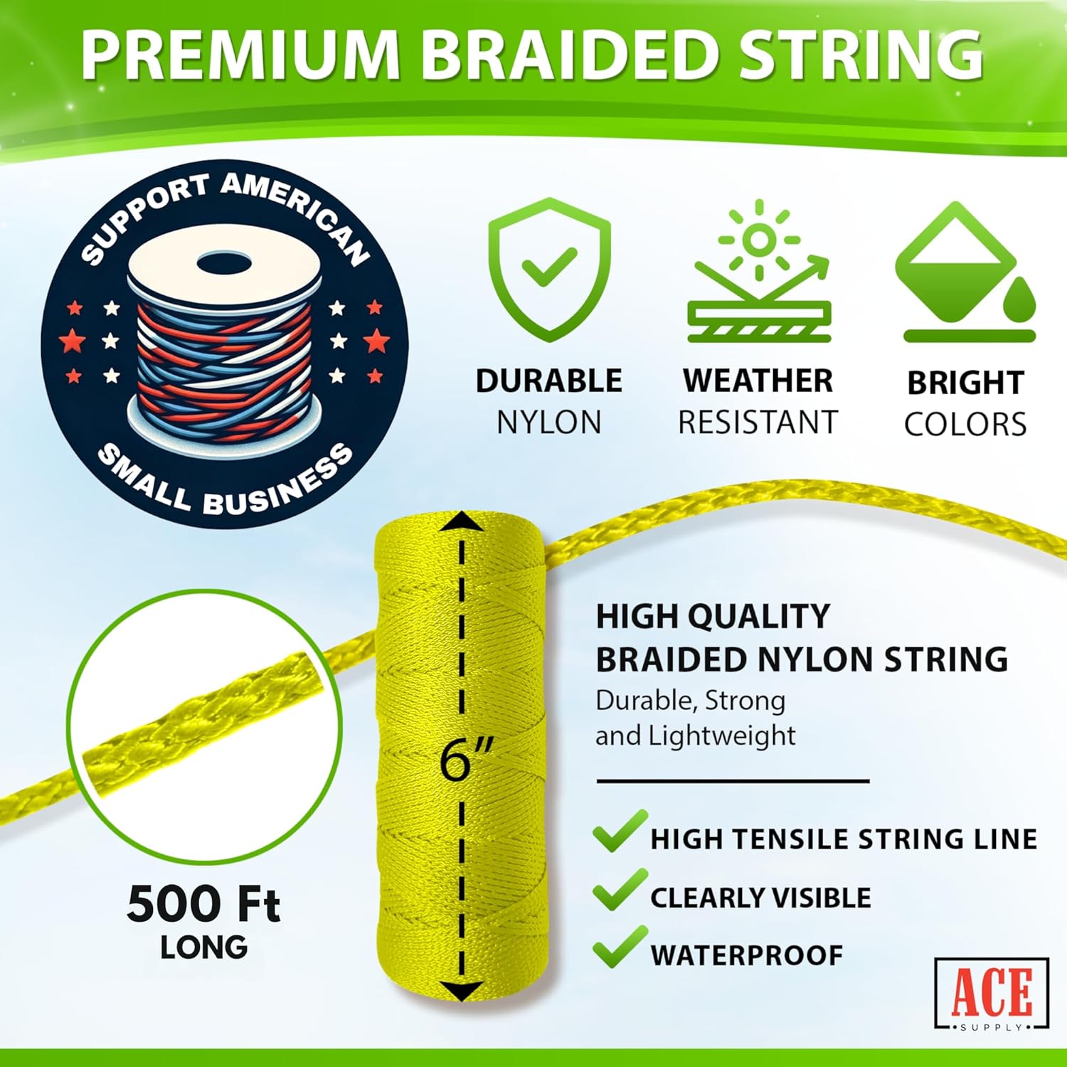 Yellow Mason Line String Line - #18 Braided Nylon String - 500 Ft ...