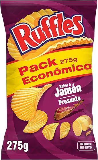 Ruffles Jamón, Patatas Fritas con sabor a jamón, Producto de Aperitivo ...
