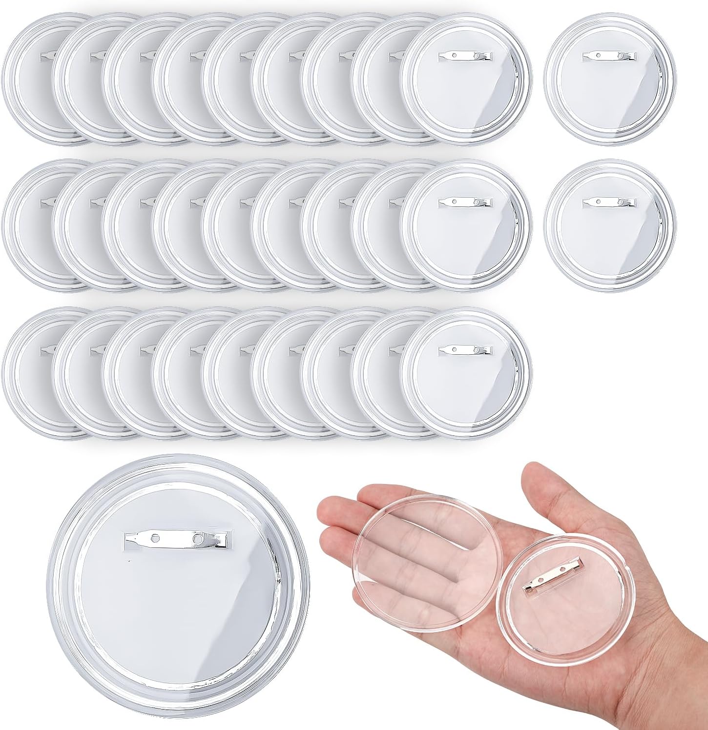 30pcs Clear Acrylic Button Pins, 3 inch Acrylic Button Pins Blank Pins ...