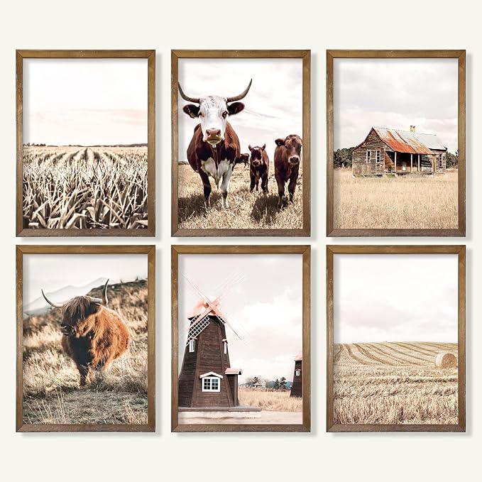 Amazon.com: YUMKNOW Farmhouse Cow Wall Decor - Unframed Set of 6, 8x10 ...