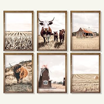 Amazon.com: YUMKNOW Farmhouse Cow Wall Decor - Unframed Set of 6, 8x10 ...