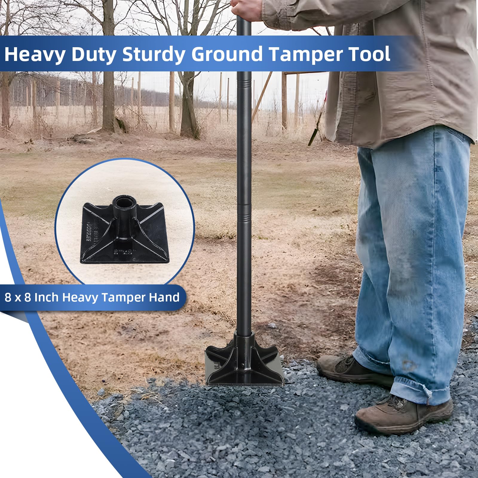 Snapklik.com : Heavy Duty Steel Tamper, 8x8 Inches Ground Tamper Hand