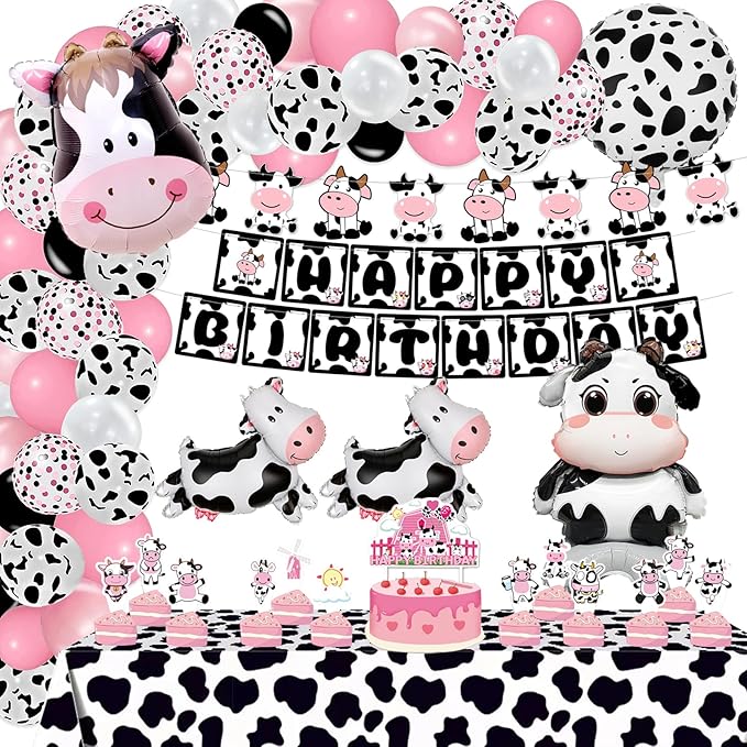 Amazon.com: 120PCS Cow Birthday Party Decorations, Cow Print Birthday ...