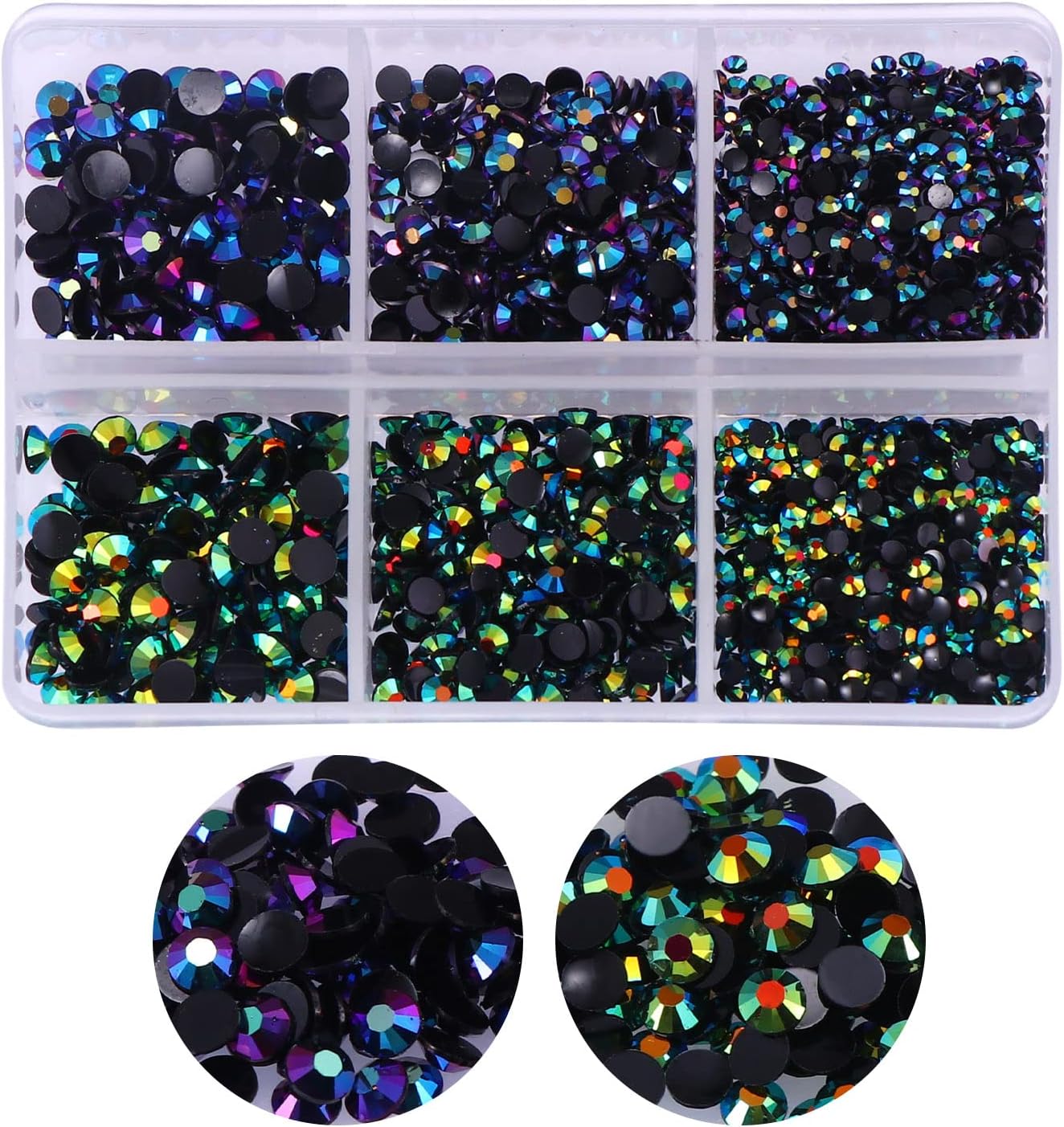 Amazon.com: 3000pcs Flatback Rhinestones for Crafts, Black AB Crystals ...